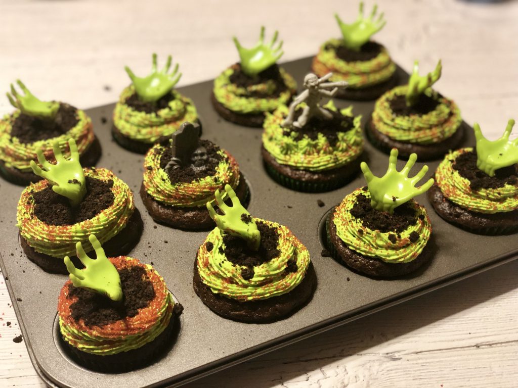 Zombie Apocalypse Monster Hand Cupcakes - #NeverDoneWithFun