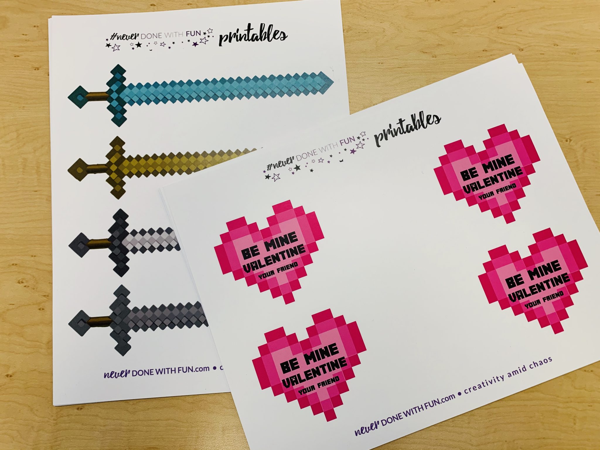 Minecraft Valentine Free Printable - #NeverDoneWithFun